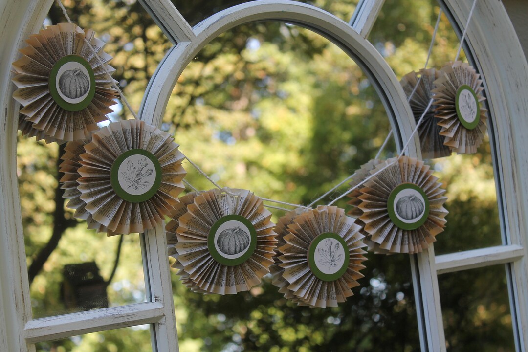 Fall Banner, Vintage Book Page Garland, , Halloween Home Decor, Mantel ...