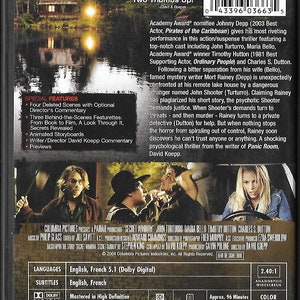 Secret Window - Stephen King (DVD, 2004) Johnny Depp, John Turturro ...