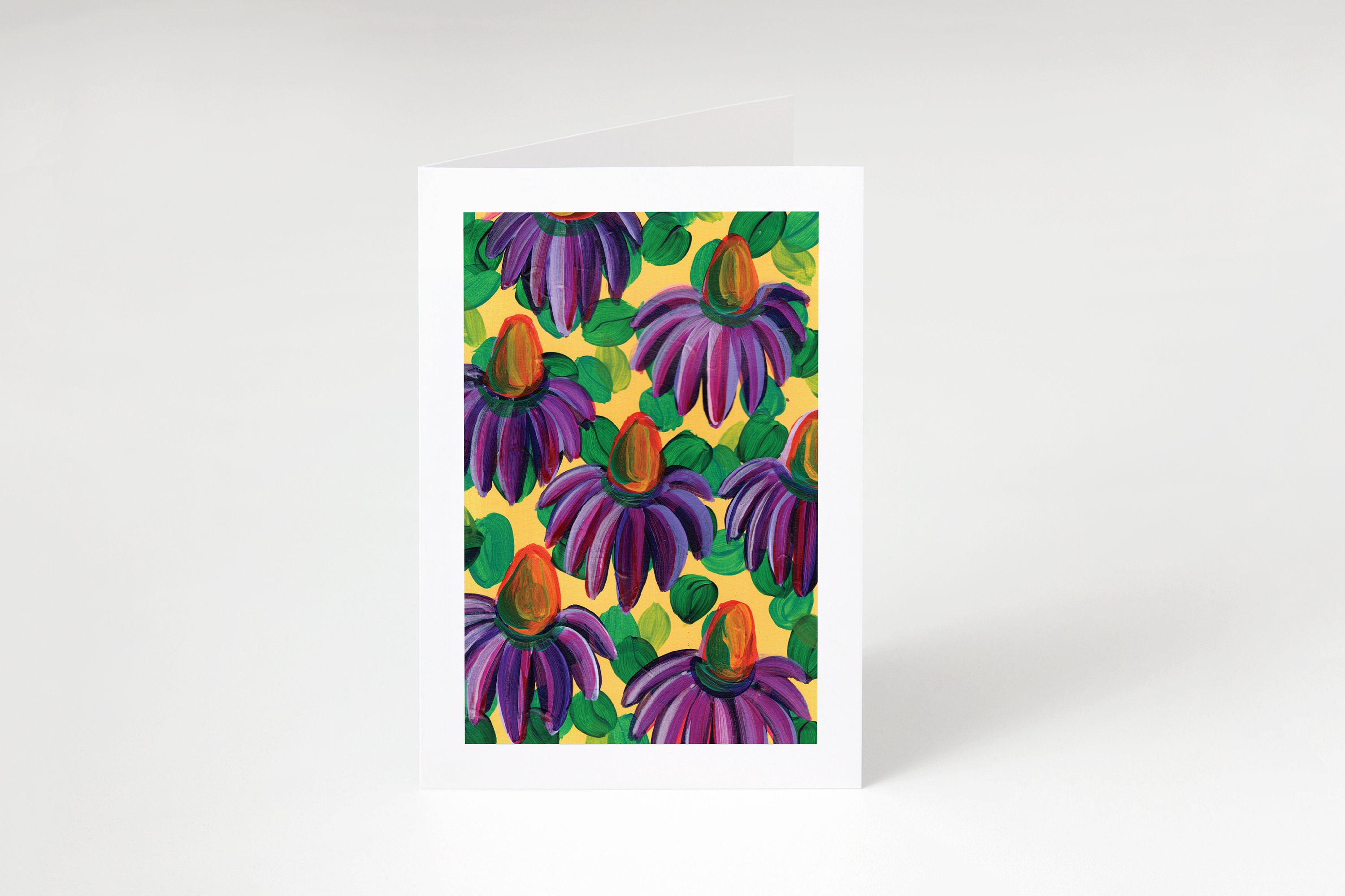 Blank Greeting Card - Print of Hand Painted Cone Flowers - Etsy