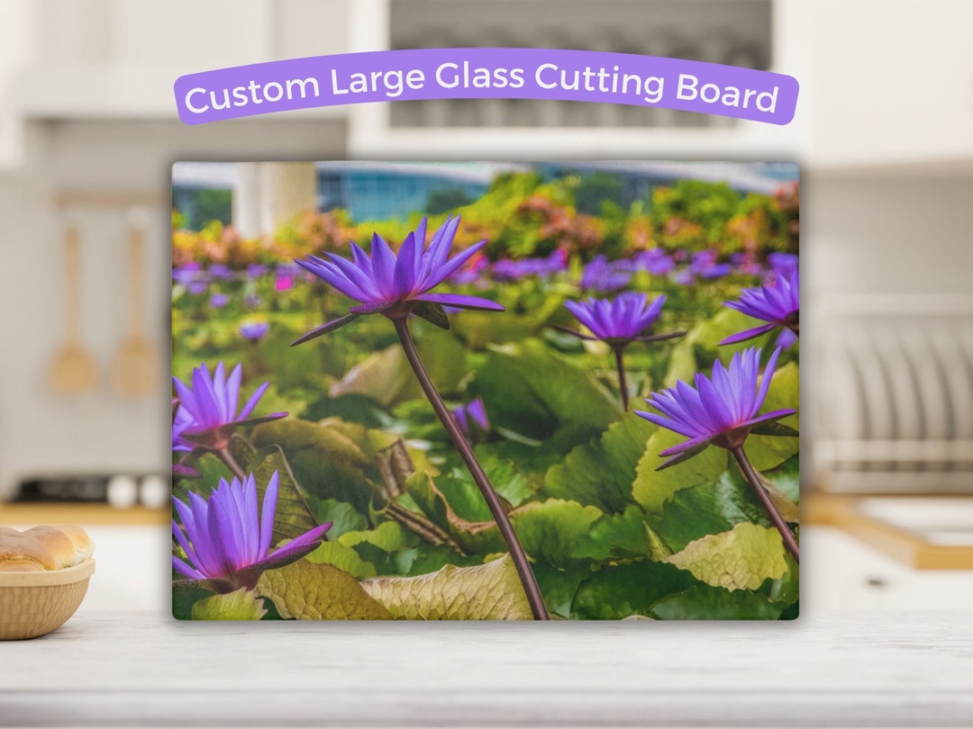 Star Lotus Flowers Tempered Glass Cutting Chopping Board Bread, Cheese ...