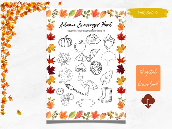 Printable Autumn Colour in Scavenger Hunt Childrens Autumn - Etsy