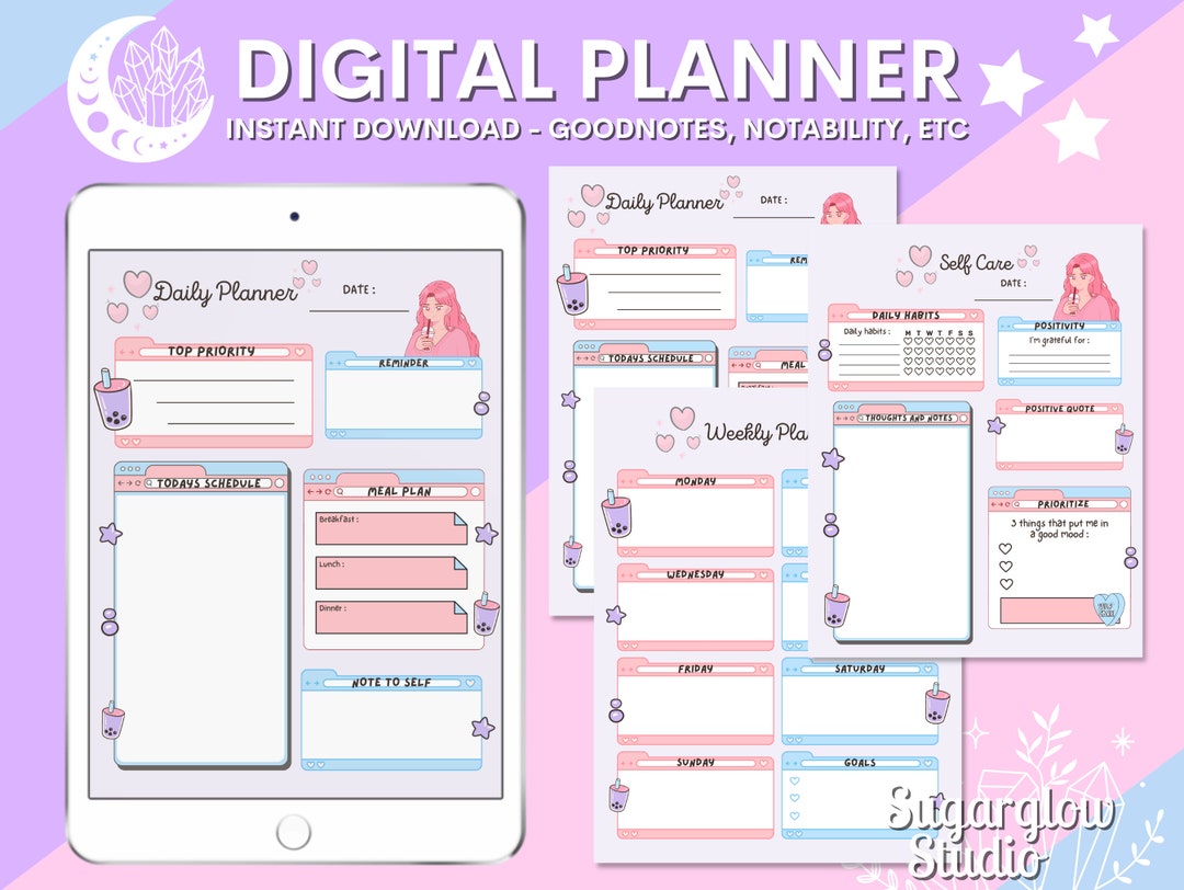 Digital Bubble Tea Planner Bundle, Goodnotes Digital Planner Template ...