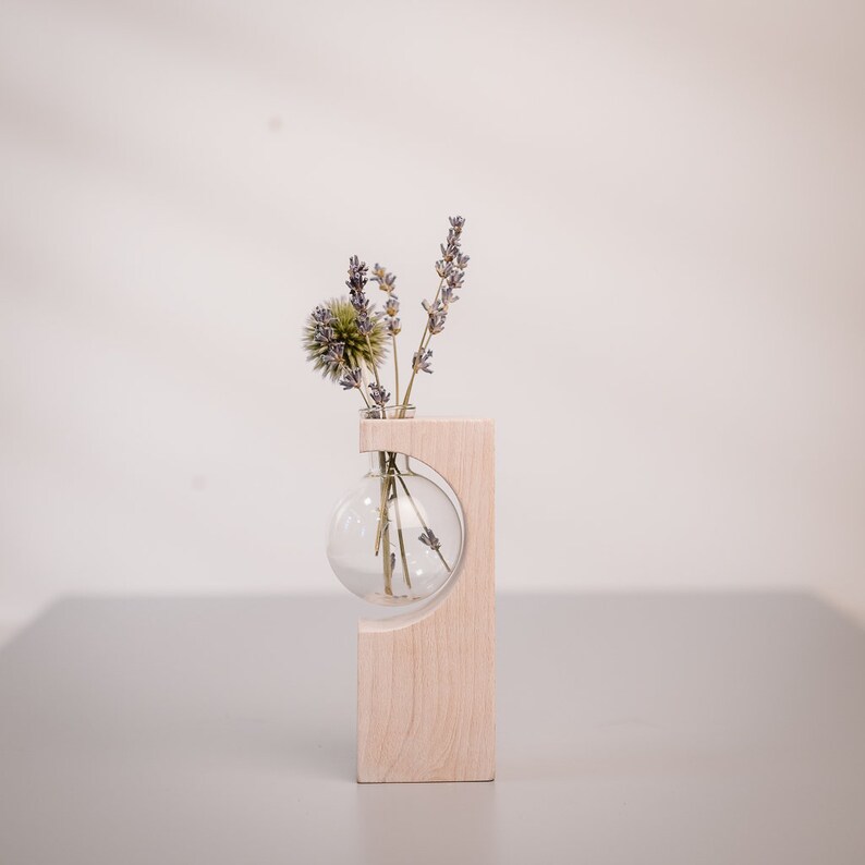 Test Tube Vase Wooden Stand Decoration Gift Idea in White - Etsy