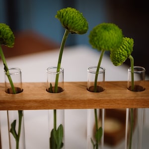 Test Tube Flower Stand in Teak Wood Color - Etsy