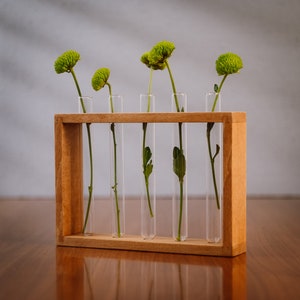 Test Tube Flower Stand in Teak Wood Color - Etsy