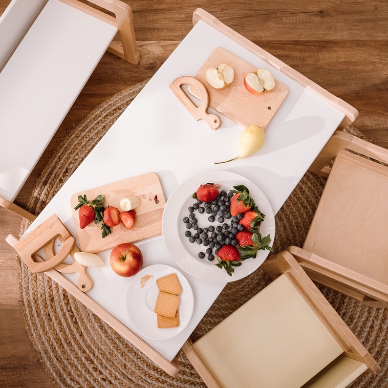 Set of 3 Wooden Knives for Kids, Children's Montessori Chopper With ...