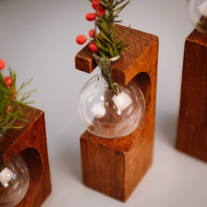 Test Tube Vase Wooden Stand Decoration Gift Idea in Iroko Wood Color - Etsy