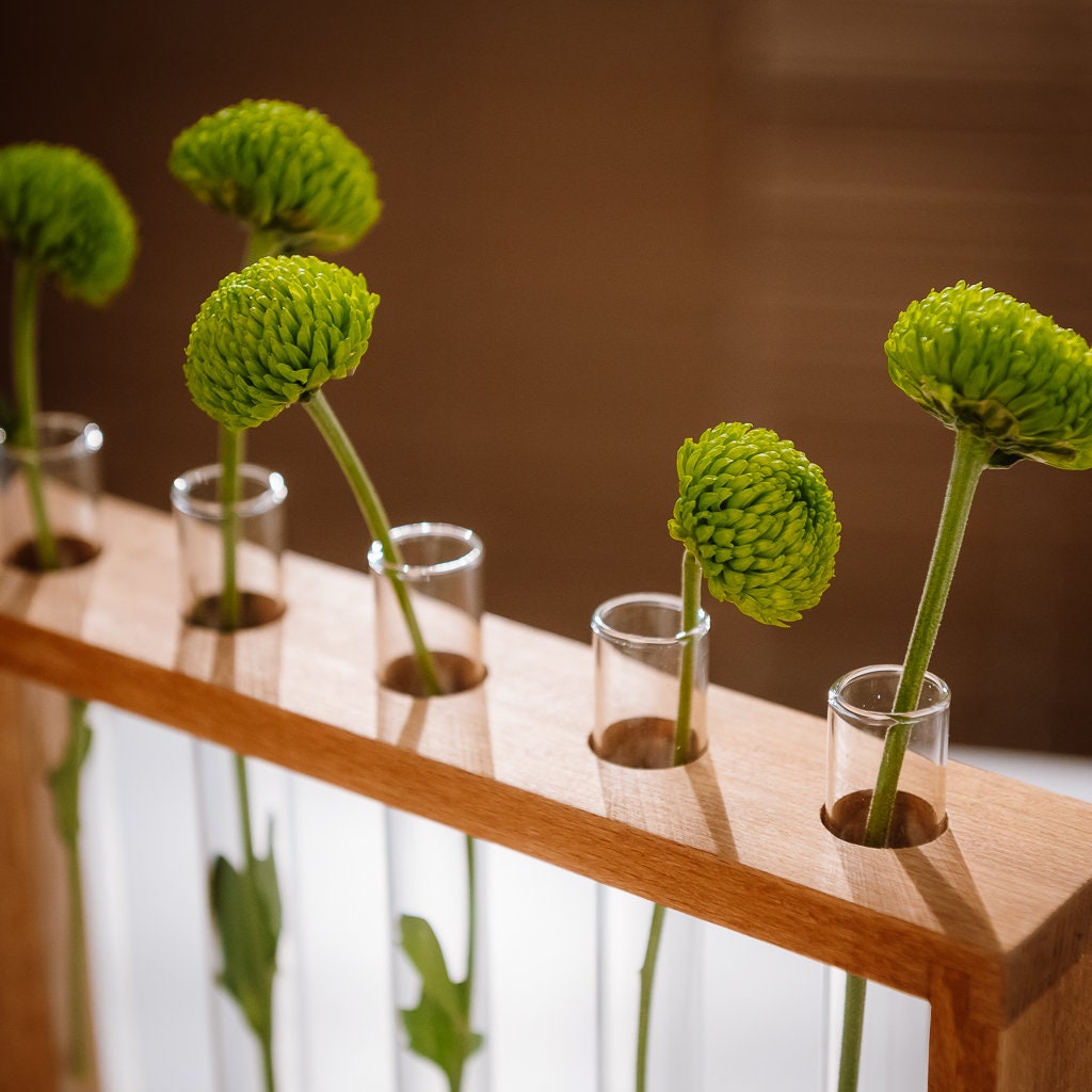 Test Tube Flower Stand in Teak Wood Color - Etsy