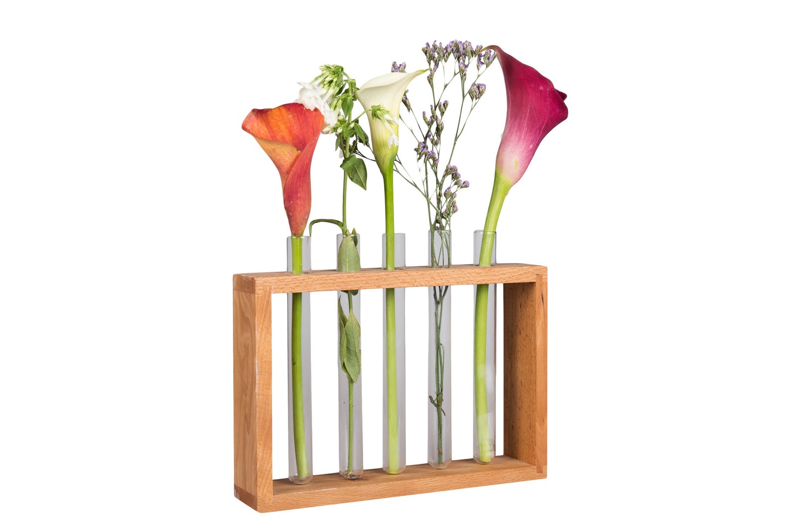 Test Tube Flower Stand in Natural Beech Wood Color - Etsy