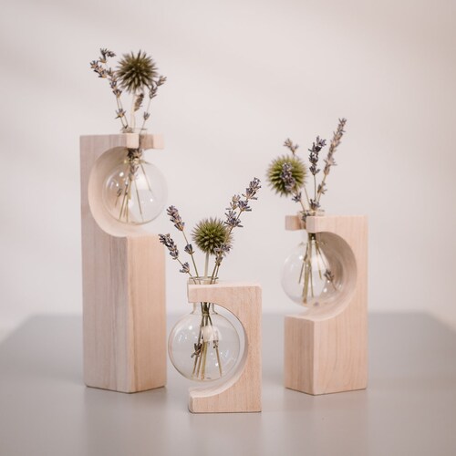 Test Tube Vase Wooden Stand Decoration Gift Idea in White - Etsy