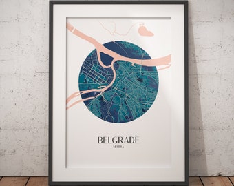 Printable Belgrade Circle Map Minimalist Poster - Etsy