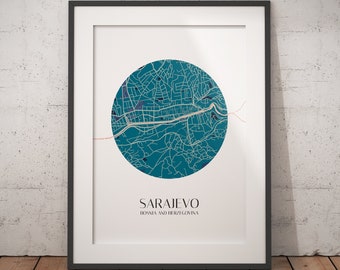 Printable Sarajevo Circle Map Minimalist Poster - Etsy
