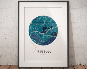 Printable Ljubljana Circle Map Minimalist Poster - Etsy