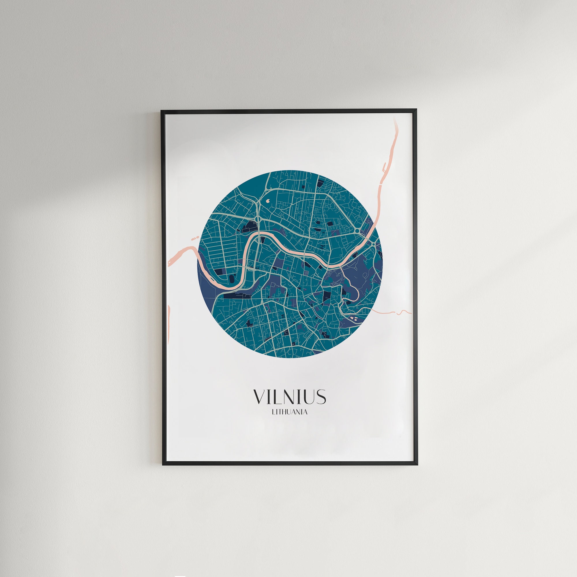 Vilnius Circle Map Minimalist Poster Premium Matte Paper - Etsy