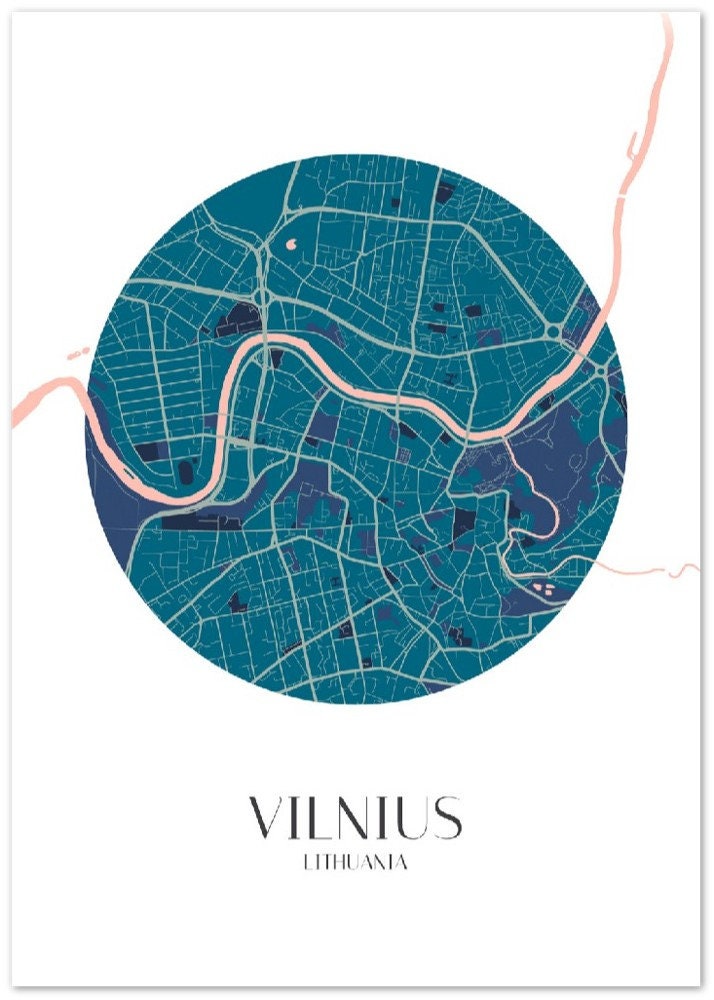 Vilnius Circle Map Minimalist Poster Premium Matte Paper - Etsy