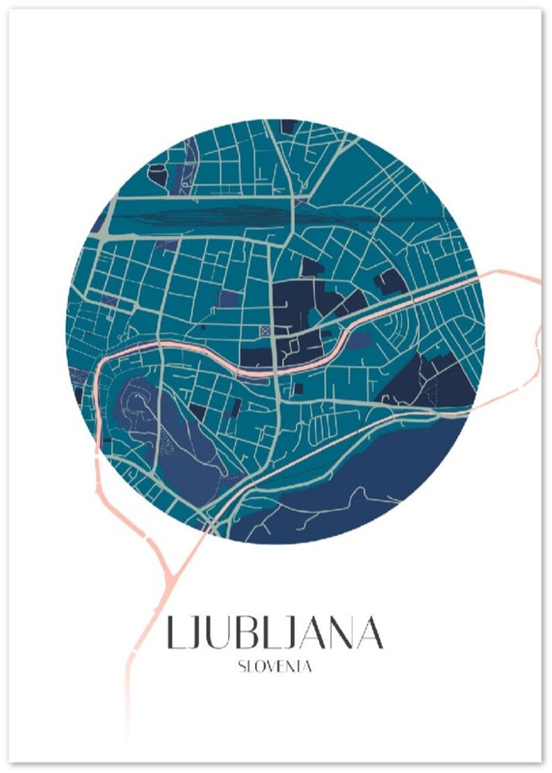 Ljubljana Circle Map Minimalist Poster Premium Matte Paper - Etsy Hong Kong