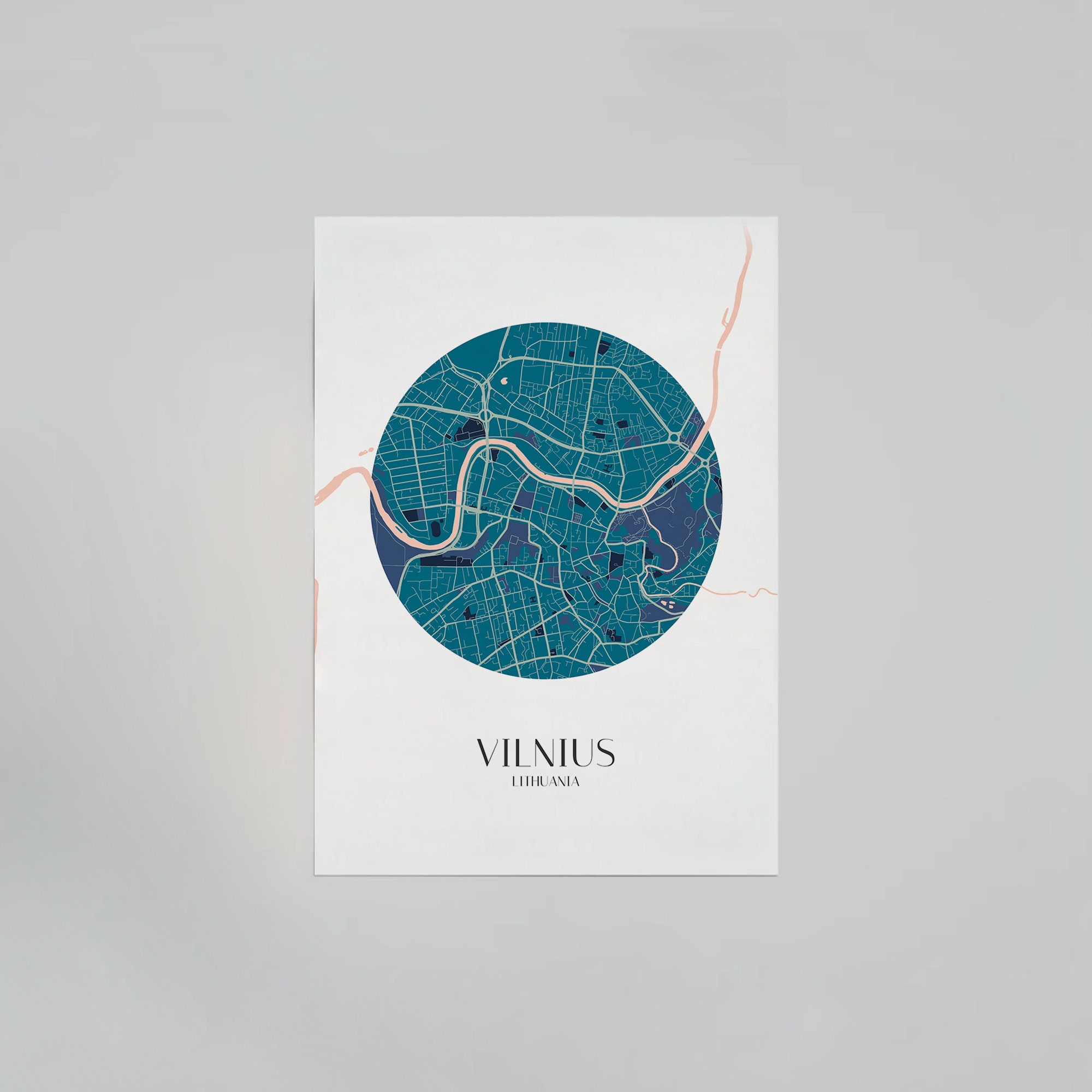 Vilnius Circle Map Minimalist Poster Premium Matte Paper - Etsy
