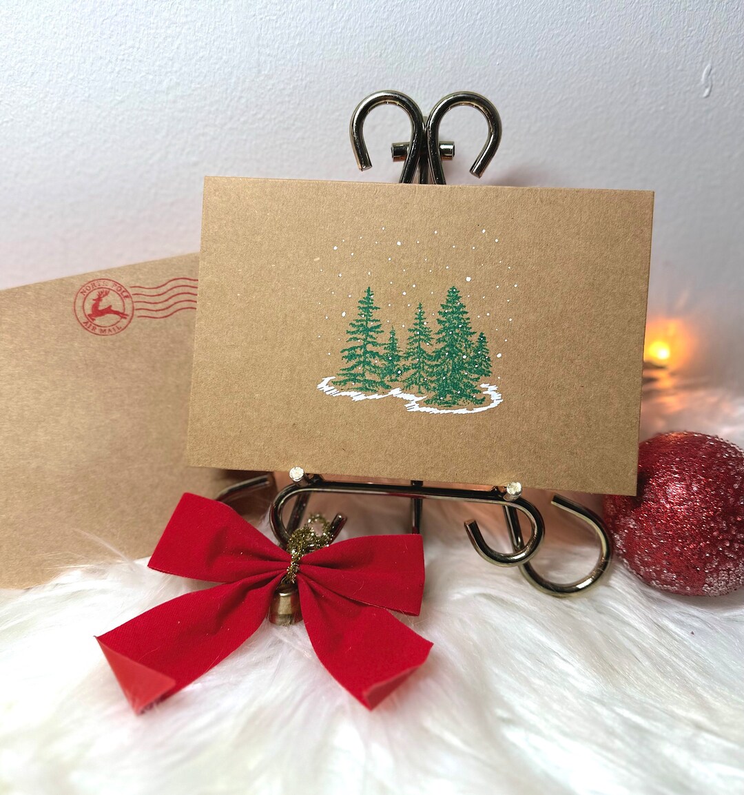 Snowy Trees Handmade Christmas Cards | Winter Holiday Blank Greeting ...