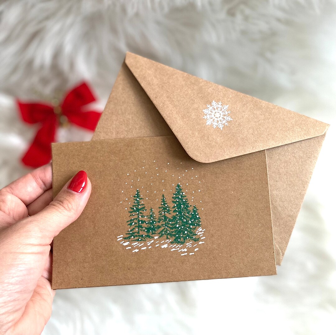 Snowy Trees Handmade Christmas Cards Winter Holiday Blank - Etsy