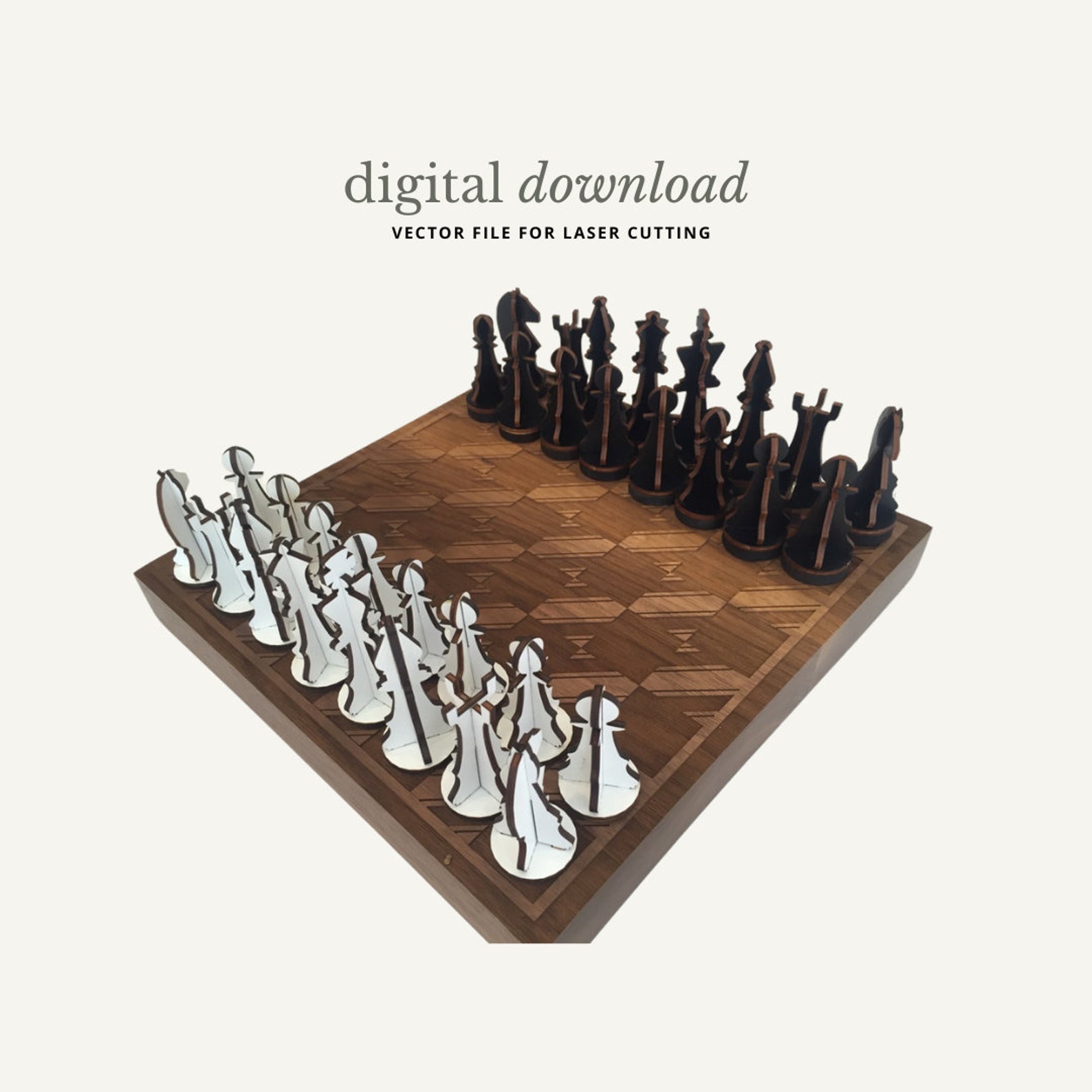 Wood Chess Set Digital Download Lasercut Vector File - Etsy