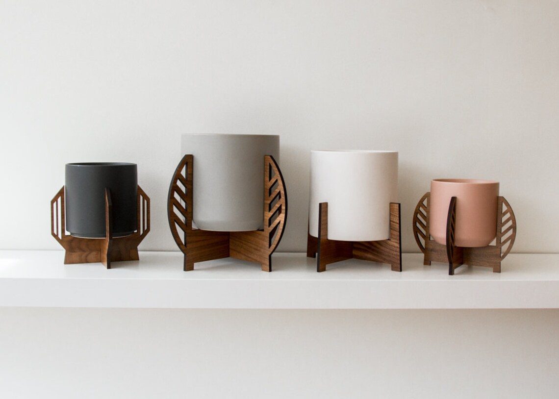 Set of 4 Midcentury Modern Wood Plant Stands Digital - Etsy