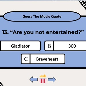 Guess the Movie Quote Trivia Powerpoint Quiz 50 Questions Downloadable ...