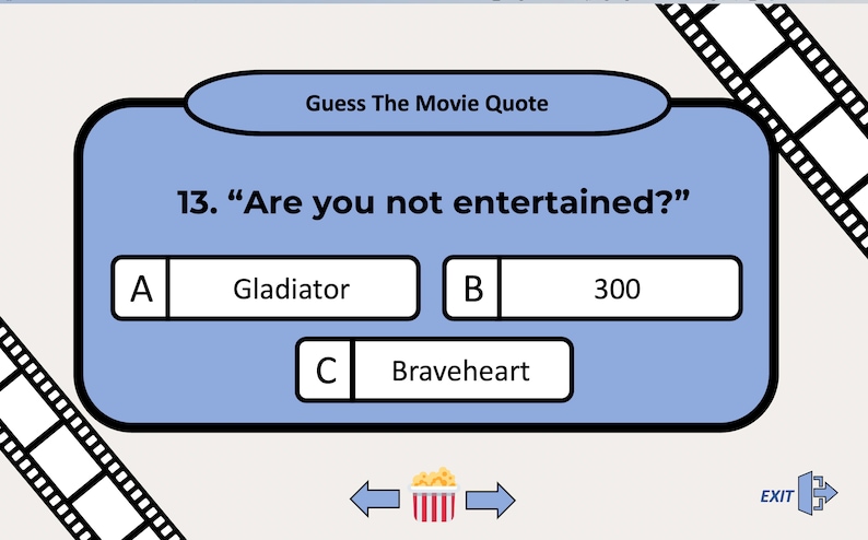 Guess the Movie Quote Trivia Powerpoint Quiz 50 Questions Downloadable ...