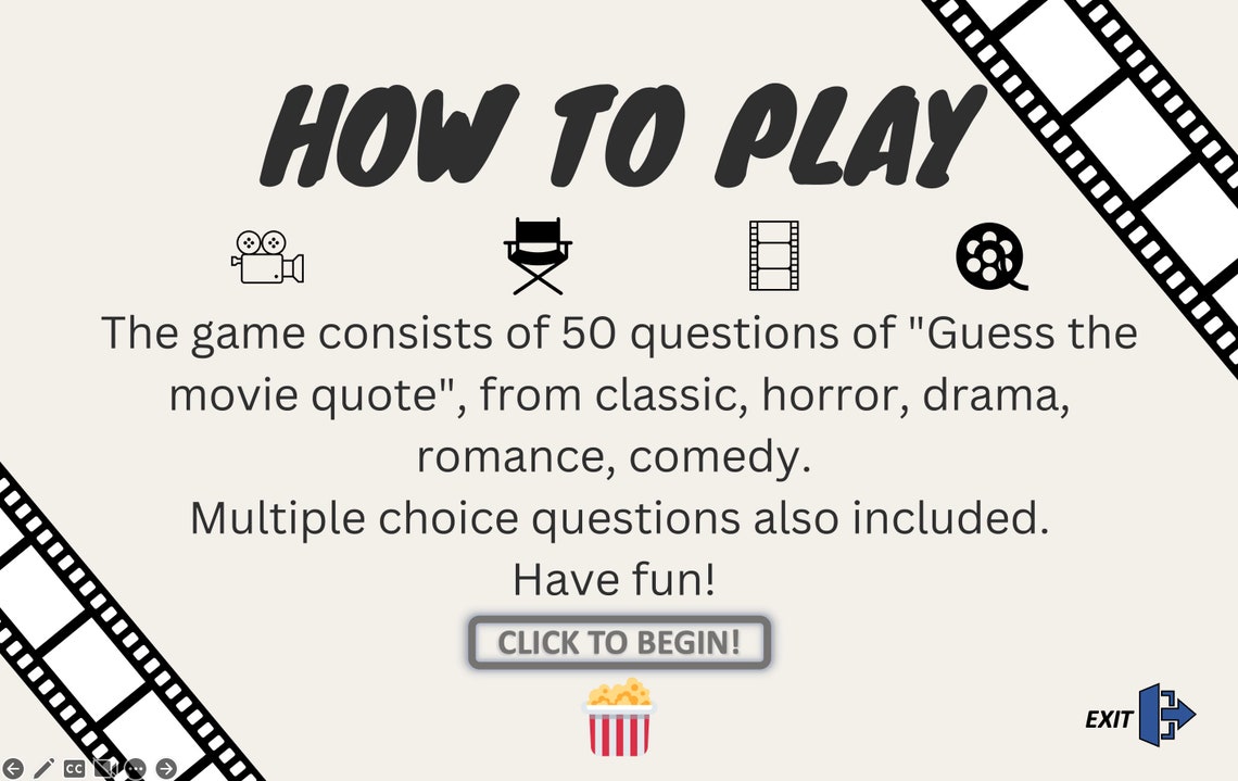 Guess the Movie Quote Trivia Powerpoint Quiz 50 Questions Downloadable ...