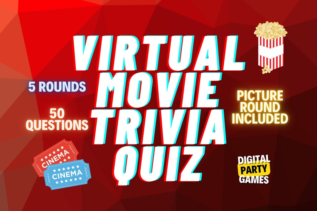 Digital Movie Trivia Powerpoint Quiz 50 Questions Downloadable Family Game Fun Night Show Zoom ...