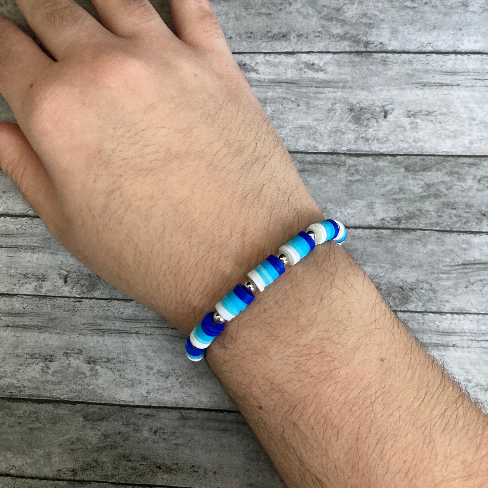 Pretty Blue Bracelet | Poly Clay Beaded Bracelet | Gift Ideas - Etsy