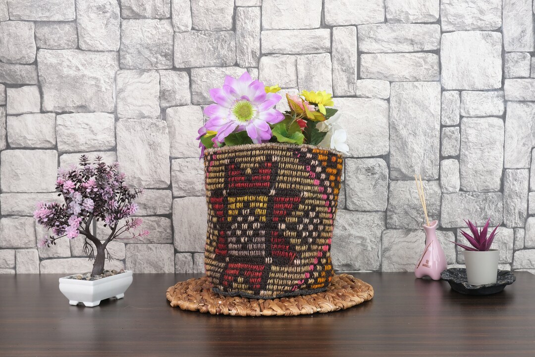 Handwoven Plant Case, Decor Planter, Turkish Rug Plant Case, Hanger ...