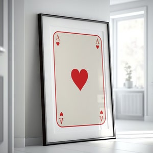 Trendy Retro Wall Art Print, Set of 6 Ace Card Red Aesthetic, Funky ...