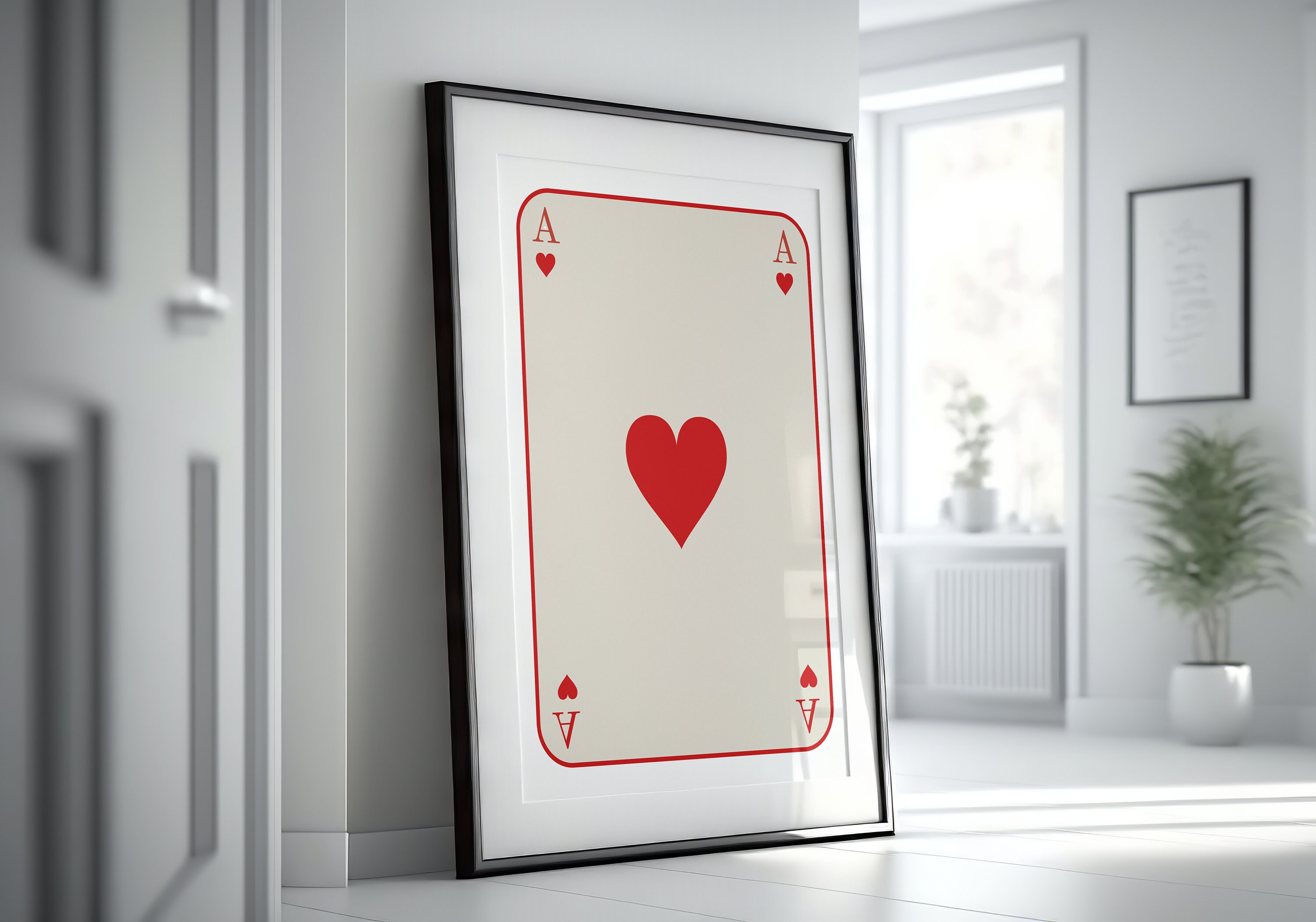 Trendy Retro Wall Art Print, Set of 6 Ace Card Red Aesthetic, Funky ...