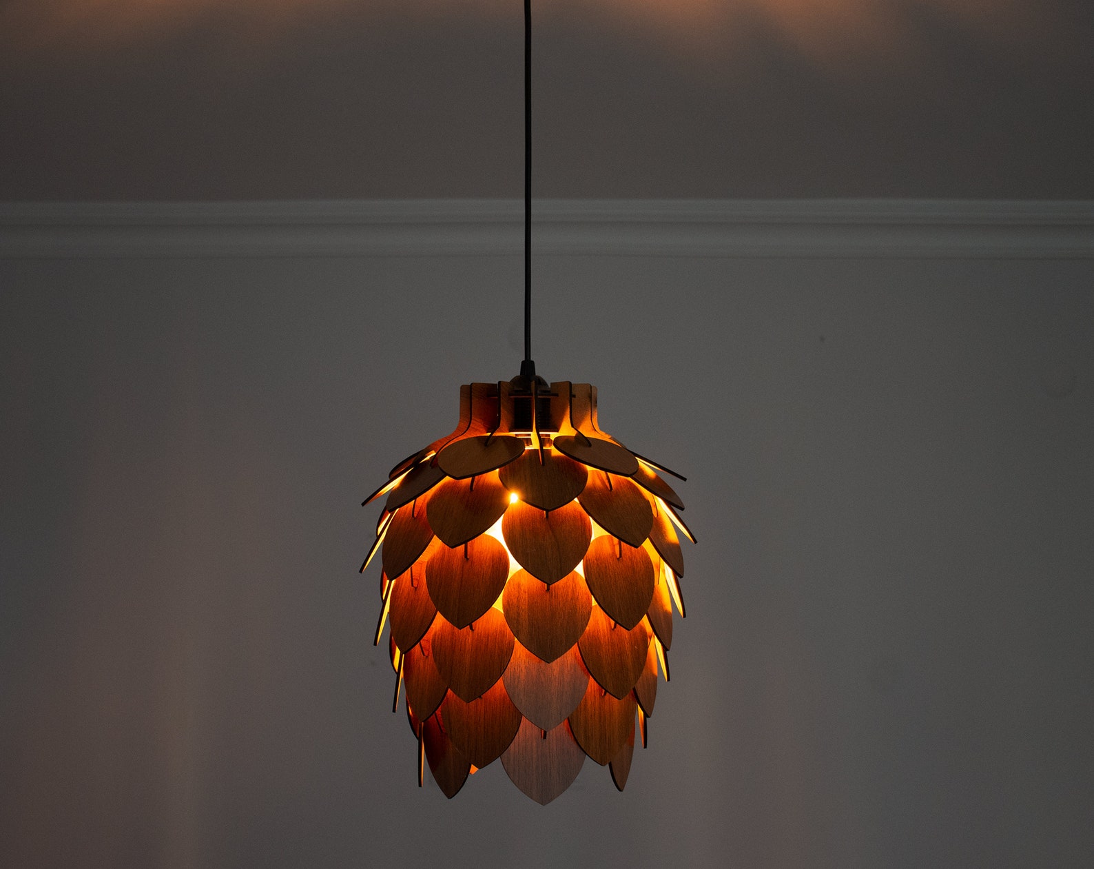 Mini Pine Cone Pendant Light Wooden Ceiling Shadow Lighting - Etsy