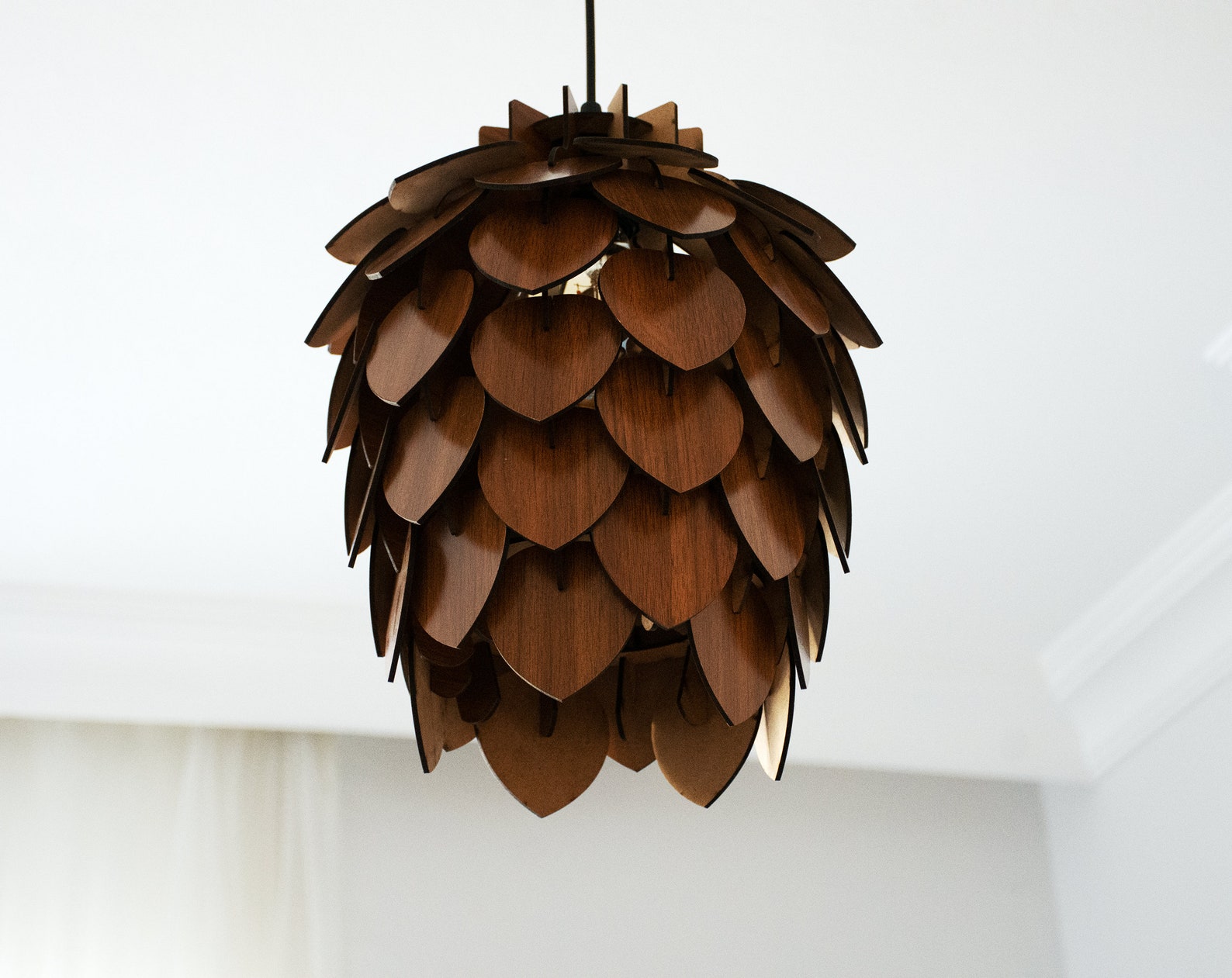 Mini Pine Cone Pendant Light Wooden Ceiling Shadow Lighting - Etsy