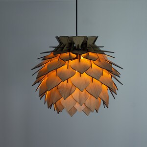 Modern Wooden Pendant Light - Round Bedroom Lampshade - Ceiling Lamp ...