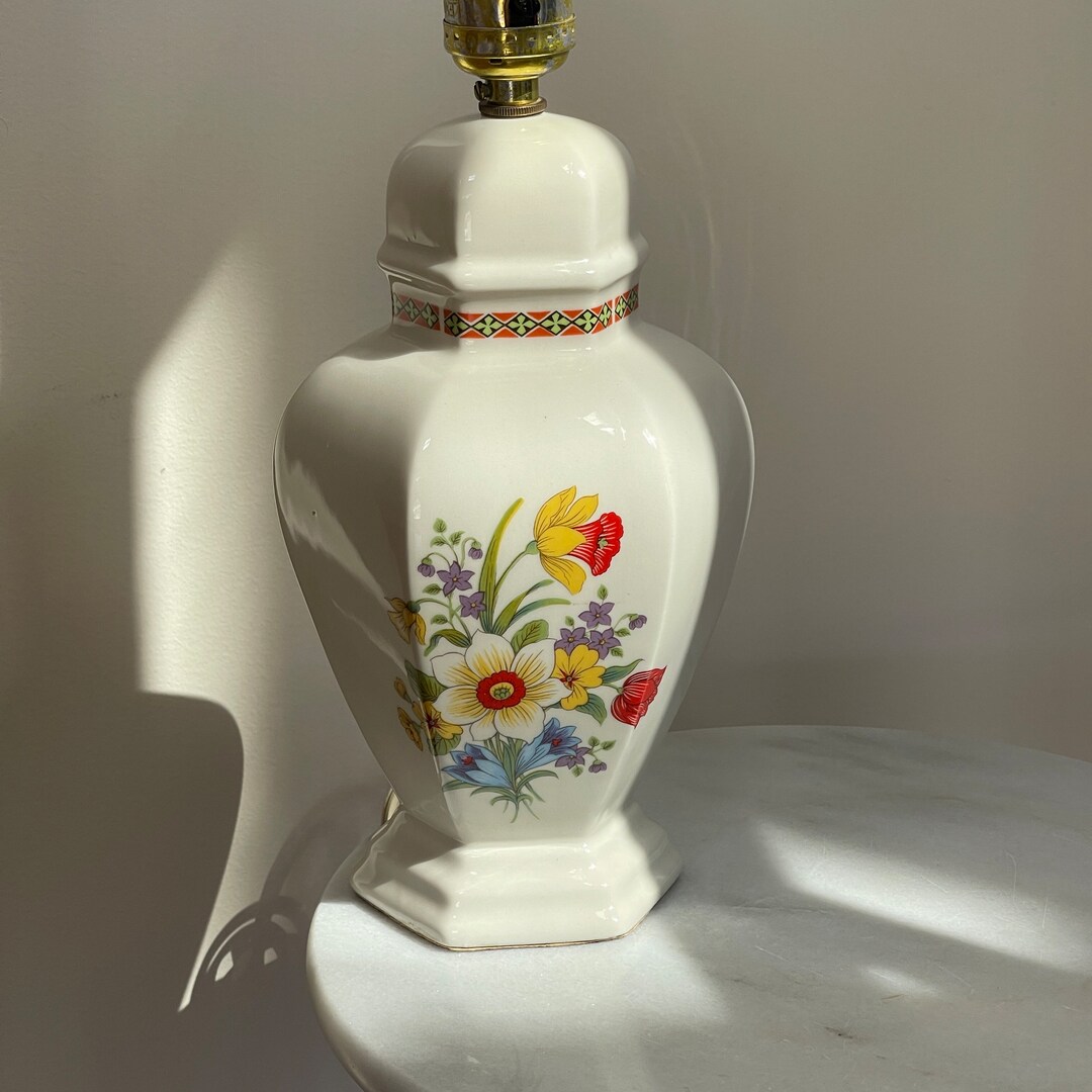 Vintage Floral Ginger Jar Lamp: Hexagonal Porcelain Table Lamp Base - Etsy