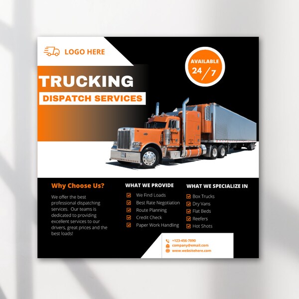Trucking Dispatch Flyer Template - Etsy