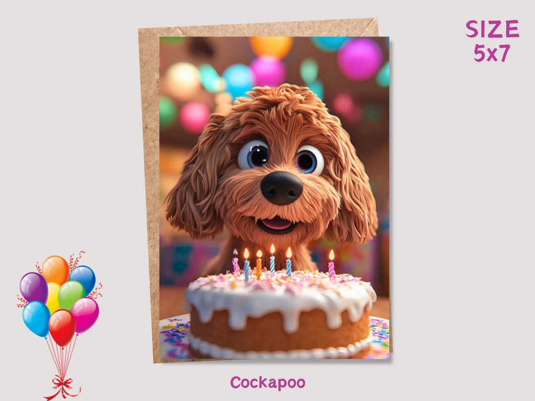Cavapoo, Goldendoodle, Cockapoo Birthday Card for Dog Lover Dog ...