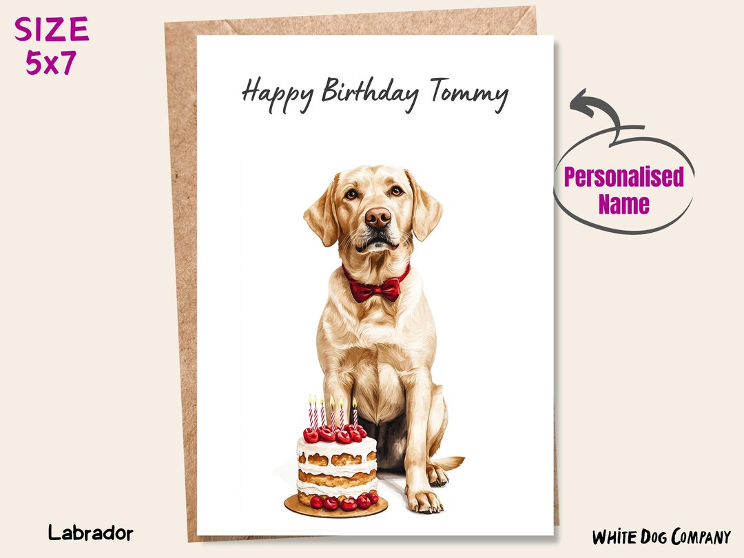 Labrador Personalised Birthday Card – Dog Greeting Card, Dog Card ...