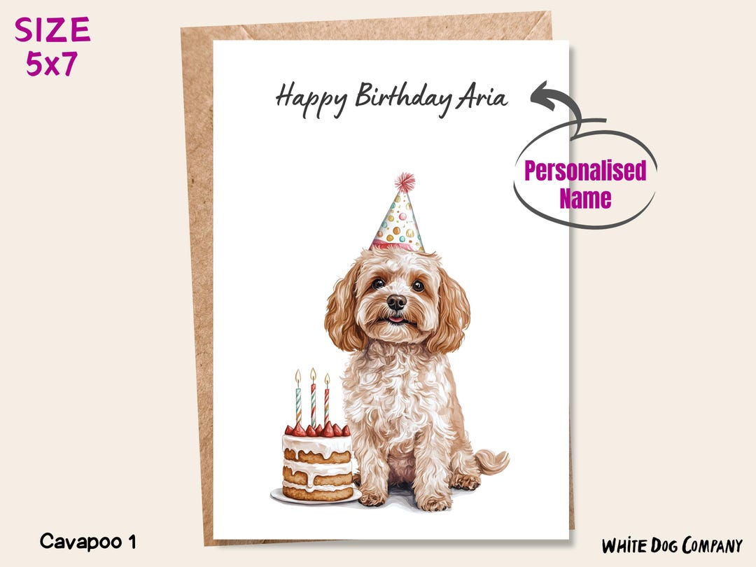 Cavapoo Personalised Birthday Card, Pet Birthday Card, Cavapoo Owner ...