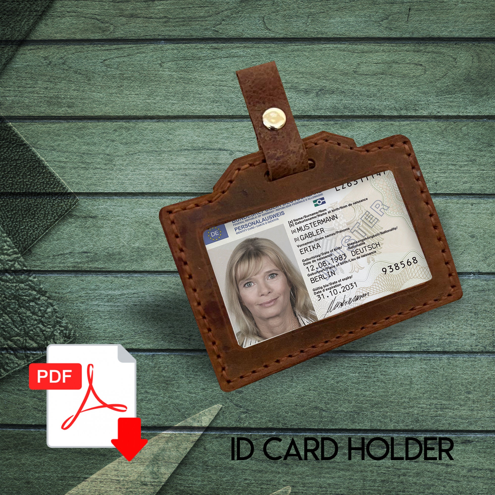 Leather Id Pass Holder, Name Card Holder Pattern, Badge Holder Pattern ...