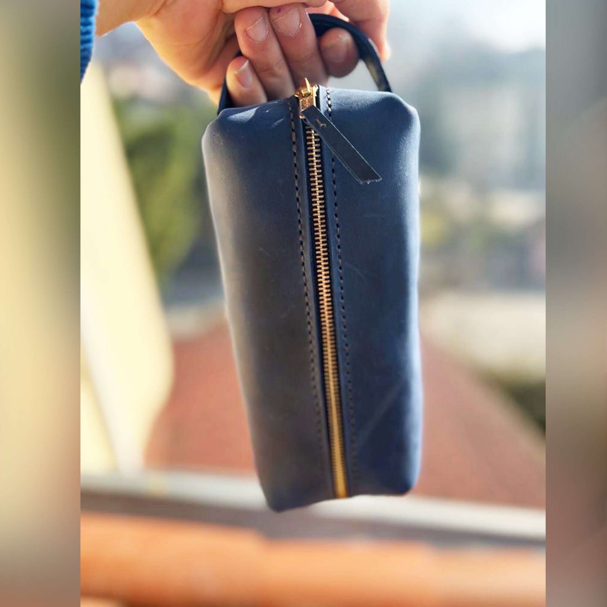 Leather Dopp Kit PATTERN, Blue Leather Dopp Kit Pdf, Leather Toiletry ...