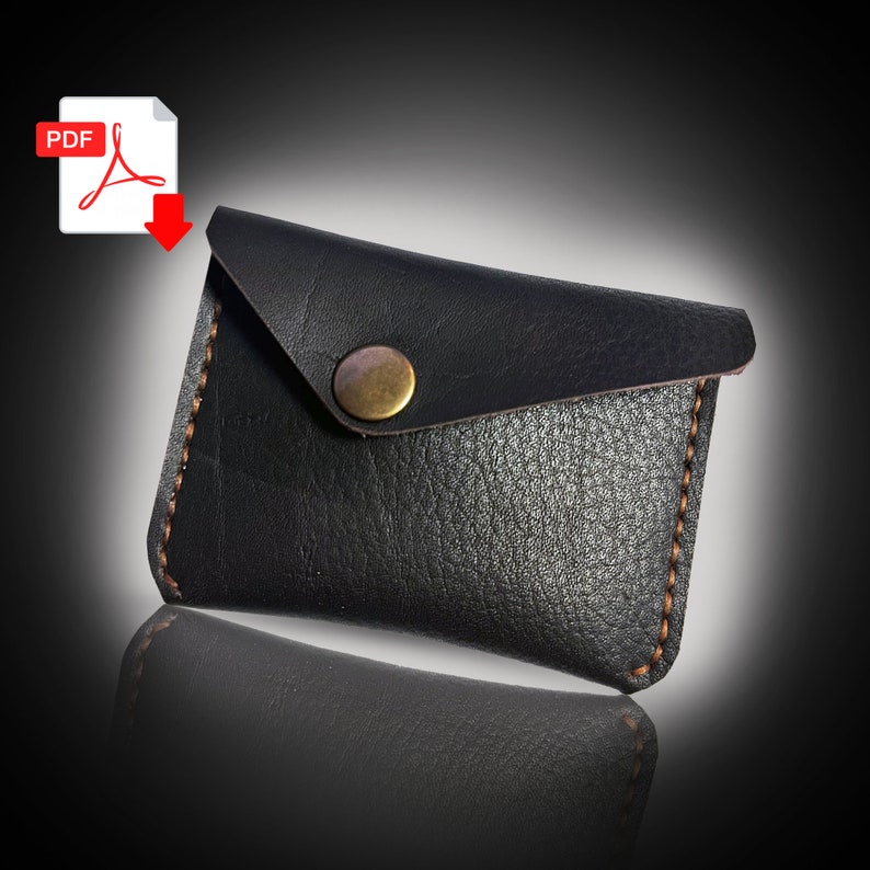 Leather Card Holder Pattern, Leather Card Holder Template, Leather Card ...