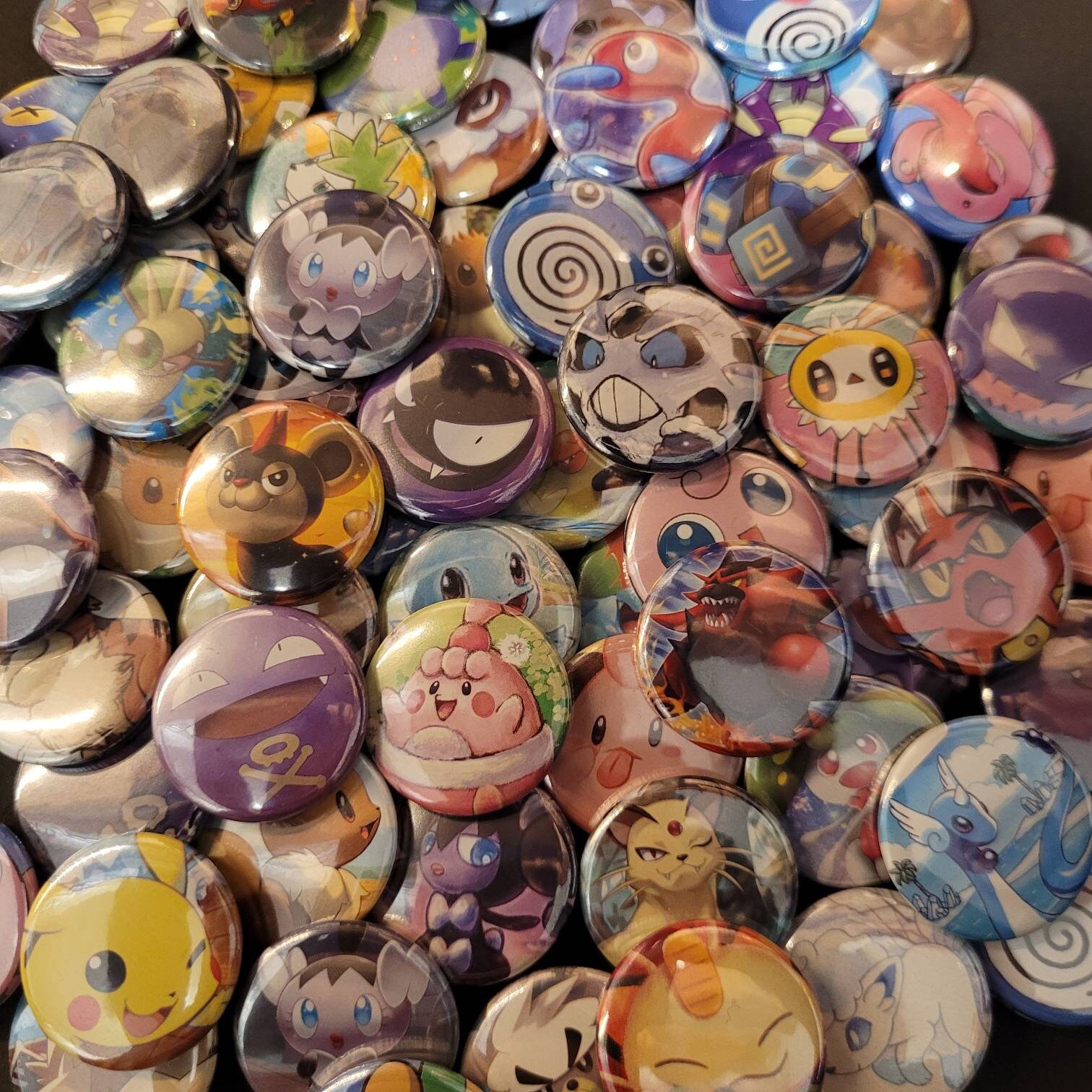 Buttons Made From Real Pokémon Cards - Upcycling - Pikachu - Badge ...