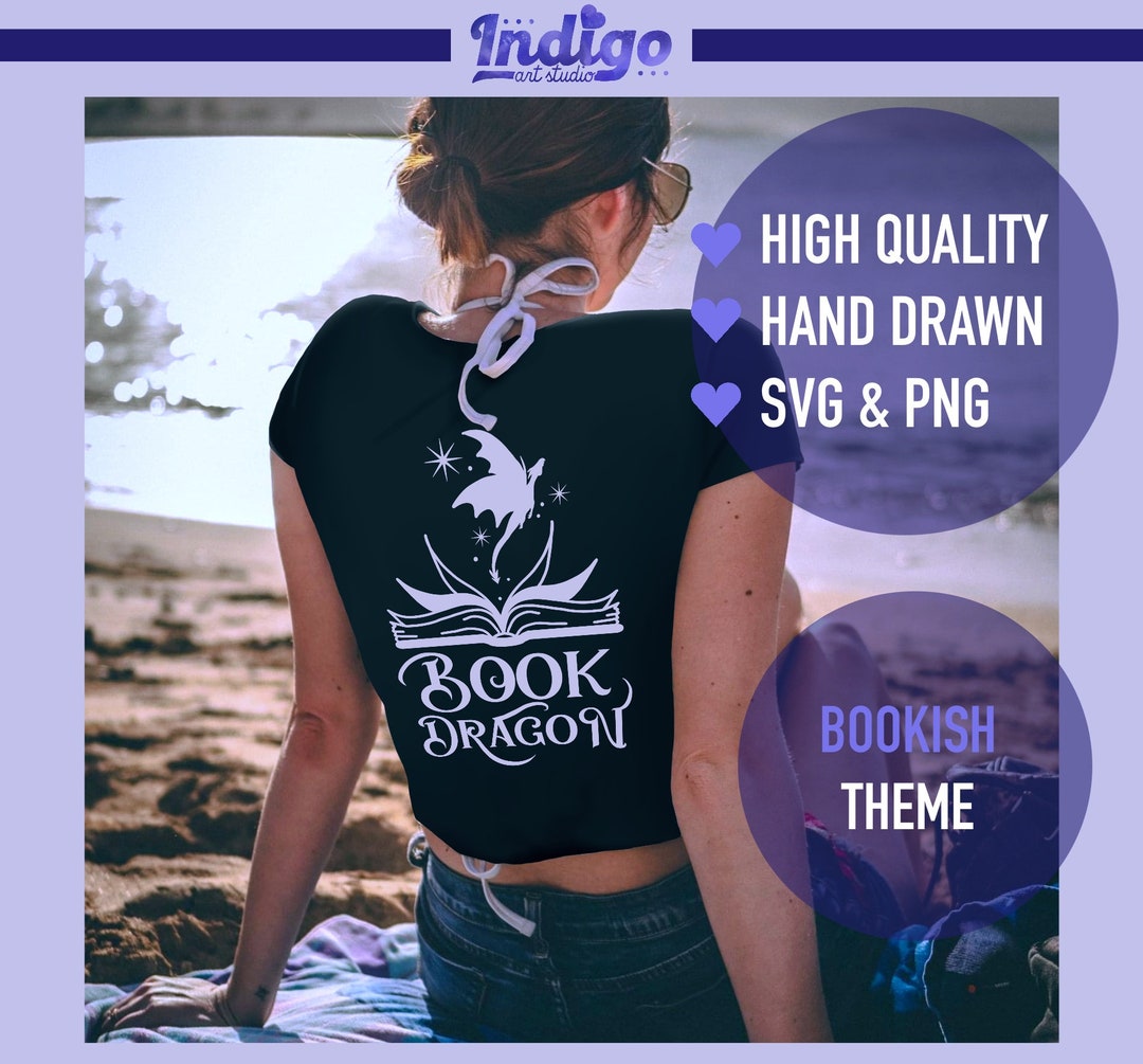 Book Dragon | Bookish Design | Svg Png | Cute SVG | Fantasy Reader ...