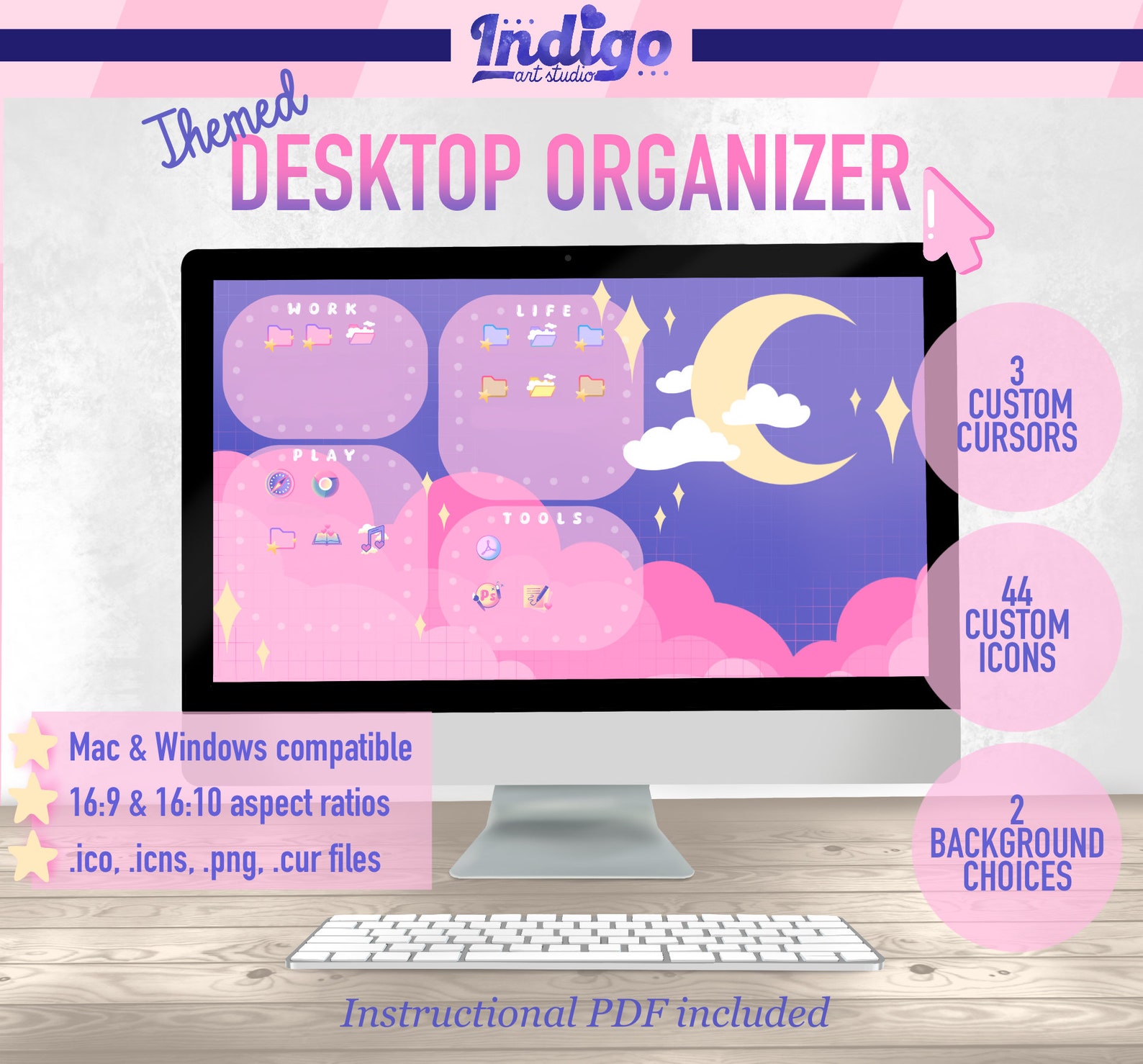 Desktop Organizer | Pastel Sky | Icon Bundle | Custom Cursor | Desktop ...