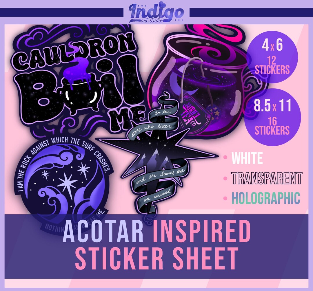 ACOTAR Inspired Die Cut, Transparent or Holographic Vinyl Sticker Sheet ...
