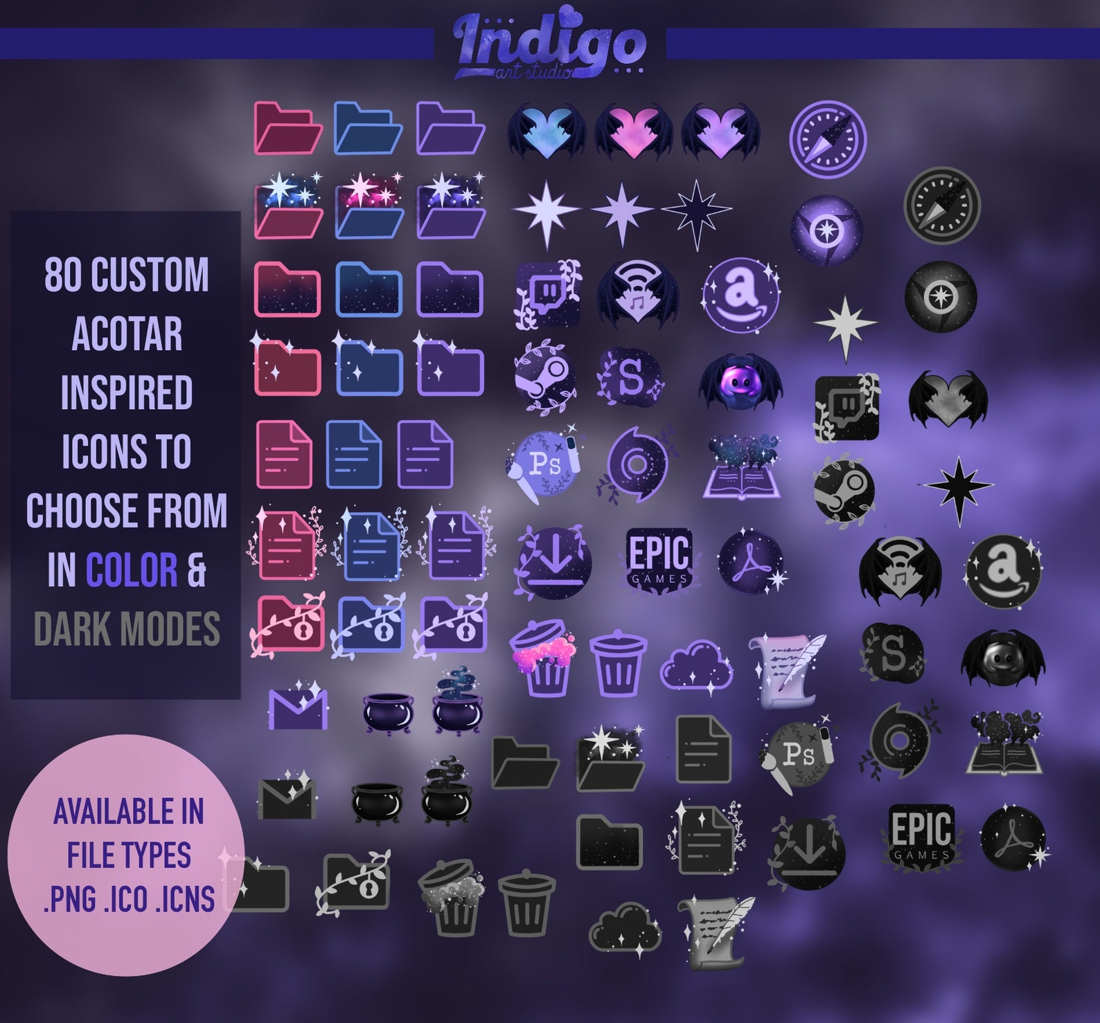 Desktop Organizer | Night Court ACOTAR Inspired | Bookish | Icon Bundle ...