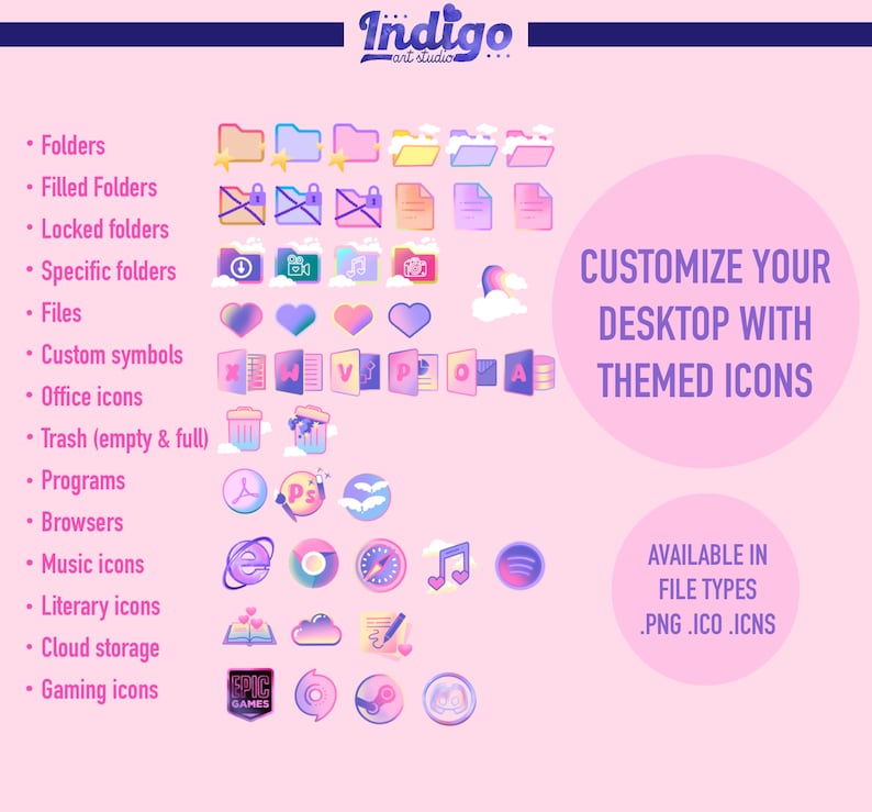 Desktop Organizer | Pastel Sky | Icon Bundle | Custom Cursor | Desktop ...